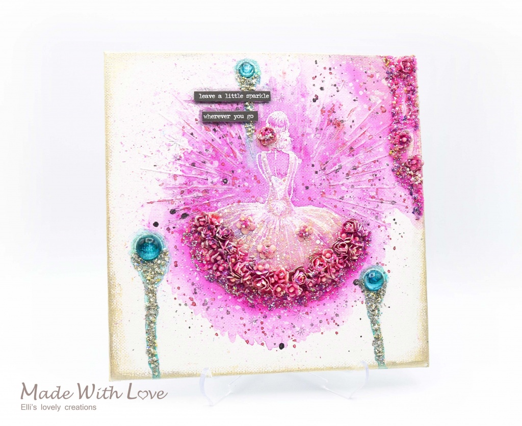 Mixed Media Watercolor Glitter Canvas Little Sparkle