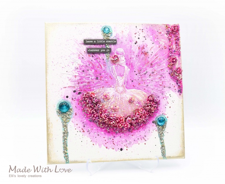 Mixed Media Watercolor Glitter Canvas Little Sparkle