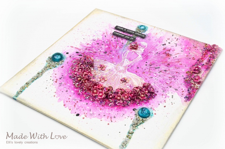 Mixed Media Watercolor Glitter Canvas Little Sparkle